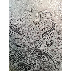Brynn Silver Paisley Floral Brocade Chinese Satin Fabric by The Yard - 10054