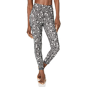DKNY womens Tummy Control Workout Yoga Leggings, Black/White, Large US