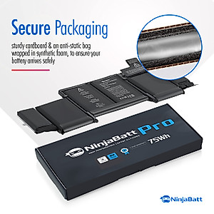 NinjaBatt Battery A1502 A1582 for Apple MacBook Pro Retina 13” A1493 [Early 2015, Mid 2014, Late 2013] - High Performance [75Wh/11.42V]