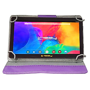LINSAY 7" 2GB RAM 32GB Storage Android 12 Tablet with Purple Leather Case, Pop Holder and Pen Stylus