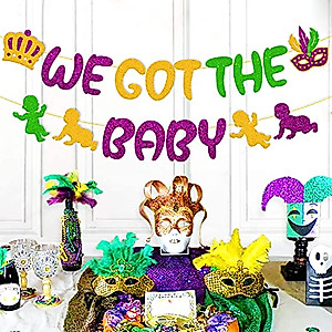 We Got The Baby Banner Mardi Gras Baby Shower Party Decorations Carnival New Orleans Masquerade Fleur De Lis Fat Tuesday Theme Gender Reveal Party Supplies