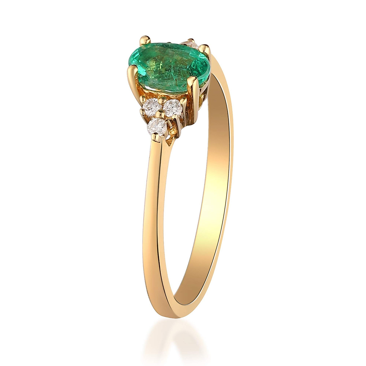 Gin & Grace 10K Yellow Gold Natural Emerald Diamond (I1,I2) Engagement Promise Band Style Propose Promise Ring for Women