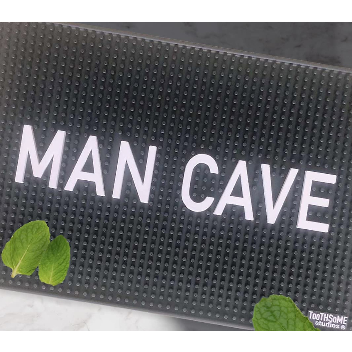 Man Cave 17.7" x 11.8" Funny Bar Spill Mat Rail Countertop Accessory Home Pub Decor Slip Resistant Bar Covering for Craft Brewery Kitchen Cafe Restaurant