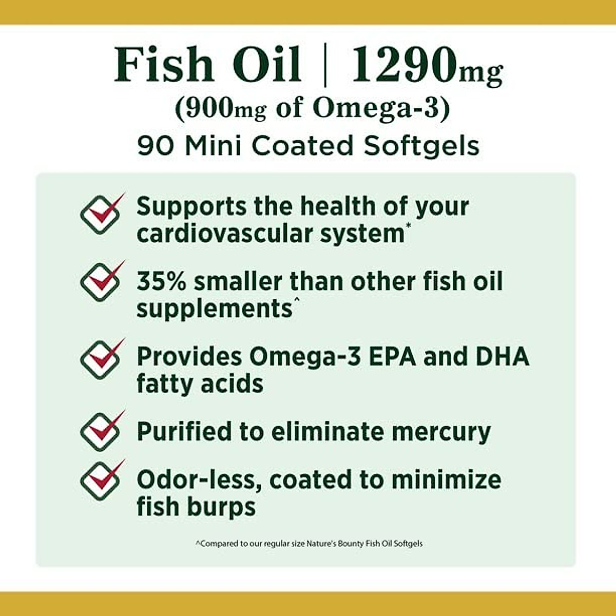 Fish Oil 1290 mg, Mini Odorless Softgels, 2 Bottles (90 Count)