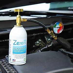 ZeroR Performance Boost Kit for R1234YF Refrigerant AC Systems | 24" Charging Hose with Gauge | 3 Cans