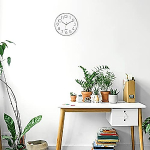 Lumuasky Silent Wall Clock Battery Operated Analog Small Cute Non-Ticking Decorative Clock for Bedroom Kitchen Living Room School Office Classroom Decor (10 inch)