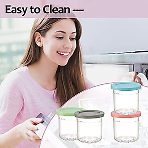 PARBEE 160z Extra Pint Containers with Lids 4 Pack Replacement Compatible with Ninja Creami NC301 NC300 NC299AMZ Series Ice Cream Maker, Dishwasher Safe Pints