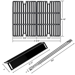 Hisencn Grill Replacement for Smoke Hollow PS9900, PS9500, 6800, Smoke Hollow Grill Parts for 16.5" Porcelain Steel Heat Plate Shield, Stainless Steel Pipe Burners, Cast Iron Cooking Grate
