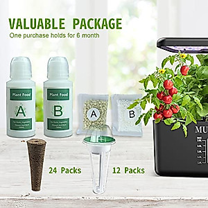 Seed Pods for Hydroponics Growing System - (No Seeds), Hydroponics Supplies with 24 Grow Sponges, 12 Planting pods,2 Set a&b Hydroponic Nutrient Plant Food,28 Stickers,12 Seeding Cover, Total 76 Pcs