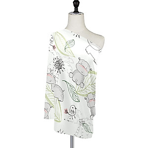Nursing Cover Breastfeeding Scarf Leaves and Hippos- Baby Car Seat Covers, Stroller Cover, Carseat Canopy(8rh3a1)