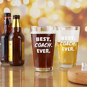 Futtumy Best Coach Ever, 15 Oz Beer Glasses, Coach Gifts for Men, Basketball Coach Gifts, Baseball Coach Gifts, Best Coach Gifts for Football Soccer Softball Volleyball, Beer Gifts for Coach