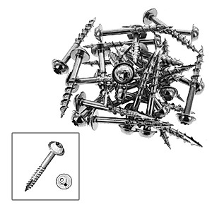 Milescraft 7352 Wood Pocket Hole Screws - #7 x 1-1/4" Washer Head with Coarse Thread (500pc.), Torx Drive Self-Tapping, for Indoor Use