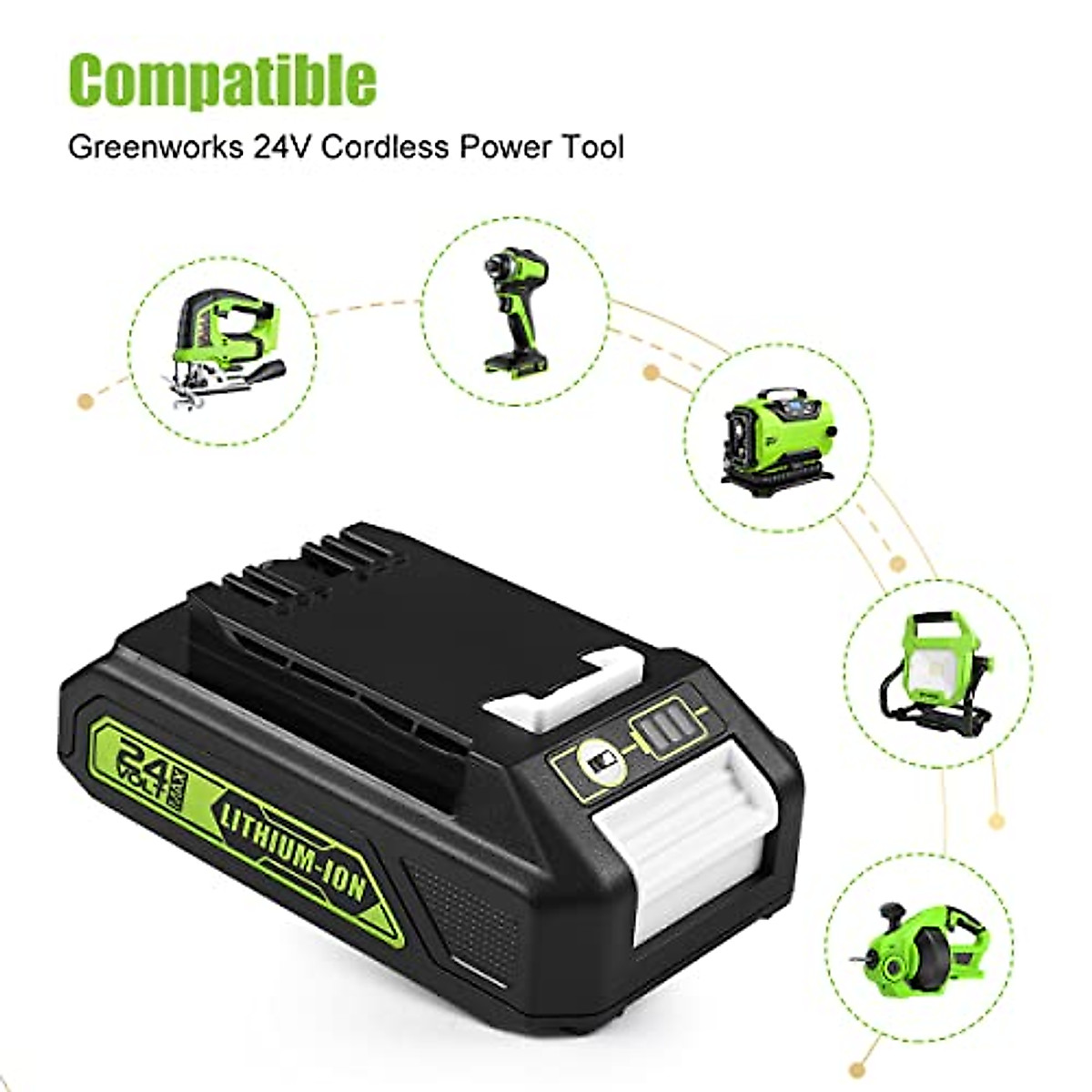 energup 2Pack Replacement Greenworks 24V Battery 3.0Ah BAG708 29842 29852 Battery Compatible with 20352 22232 2508302 24-Volt Greenworks Lithium-Ion Battery