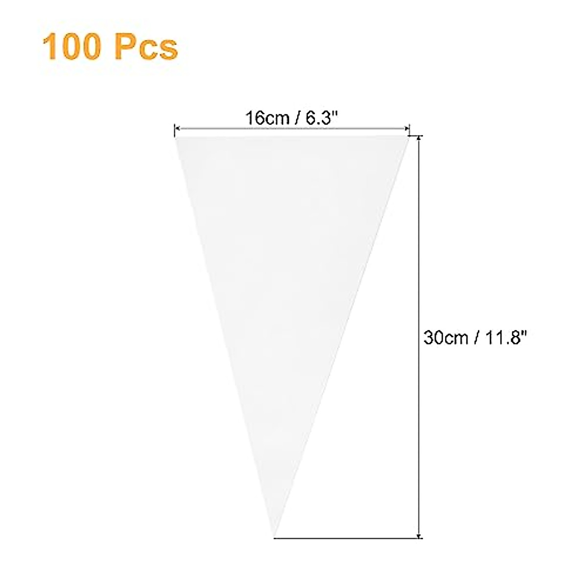 uxcell 100Pcs Clear Cello Bags, 6.3" x 11.8" Plastic Flat Cone Open-End OPP Cello Treat Bags Cello Poly Bags for Packing Cookies Candy Jewelry Gifts, Clear