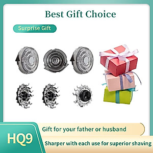 HQ9 Replacement Shaver Head Blades Fit for Norelco HQ9 8240 8250 8260 XL AT 880, Superior Precision Cutters Blades for Norelco,Mens' Electric Shaver Replacement Blade Dry & Wet Dual-use(3 Pcs）