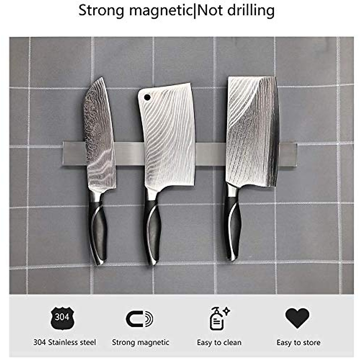 Magnetic Knife Holder for Wall Knife Magnetic Strip Stainless Steel Magnetic Knife Strip Bar Rack Block for Kitchen Utensil Holder 20 Inch Art Supply Organizer, Metal Tools Organizer