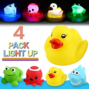 Yeonha Toys Bath Toy, Can Flashing Colourful Light(Big Style 4 Pack), Floating Bath Toy, Light Up Bathtub Water Tub Toy for Pool Shower Bathtime Bathroom Kid Boys Girl Toddler Child Baby Infant