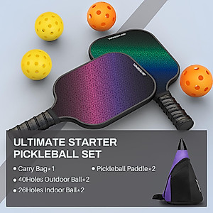 VINSGUIR Pickleball Paddles, Fiberglass Pickleball Paddles Set of 2, Lightweight Pickleball Rackets with Pickleball Carrying Bag, Pickleball Gifts for Beginners & Pros