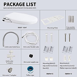Toilet Seat Bidet Attachment, PHflo Manual Bidet Toilet Seat, Non-electric Bidet Seat Fits Round Toilets,Ambient Water Temperature,Dual Nozzle with Quick-Release Removable for Cleaning