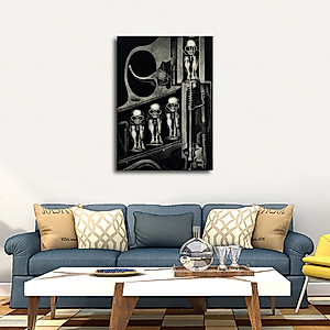 GuriDo Birth Machine by HR Giger Dark Abstract Poster Canvas Art Print Painting Wall Decoration Picture Modern Decorative Aesthetic Bedroom Decoration Poster (08x12inch,Framed)