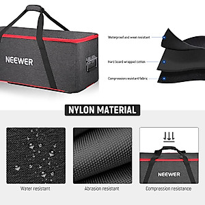 Neewer Trolley Case for Photo Studio Equipment, 30"x11"x11"/77x28x27cm, Tripod Rolling Bag with Wheels/Straps/Padded Compartment/Handle for Light Stands, Strobes, Photography Accessories, PB005