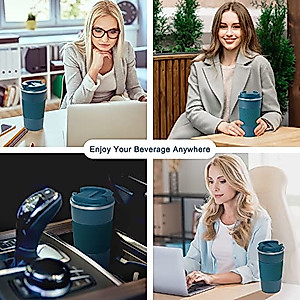 Coffee Travel Mug, 17OZ Double Walled Insulated Vacuum Coffee Tumbler With Leakproof Flip Insulated Coffee Mug, For Hot And Cold Water Coffee And Tea In Travel Car Office School Camping (Blue, 17OZ)