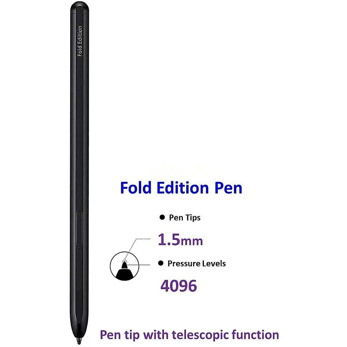 S Pen Fold Edition Compatible Galaxy Z Fold 5 and 4 Phones Slim 1.5mm Pen Tip, 4,096 Pressure Levels, Included Carry Storage Pouch+Tips/Nibs (Pen+Case-Black)