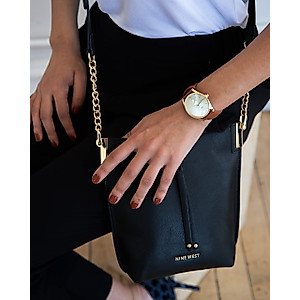 Nine West Women's Japanese Quartz Dress Watch with Faux Leather Strap, Brown, 18 (Model: NW/1994CHHY)