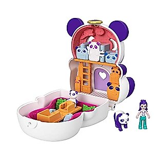 Polly Pocket GTM58​ Flip & Find Panda Compact, Flip Feature Creates Dual Play Surfaces, Micro Doll, Panda Figure & Surprise Reveals, Great Gift for Ages 4 Years Old & Up, 10.0 cm*5.0 cm*9.0 cm