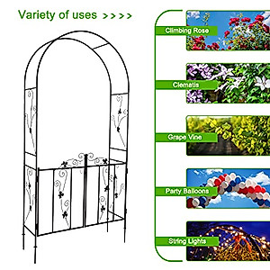 Kintness Garden Arch Arbor with Gate Trellis Arbour Archway for Climbing Plants Outdoor Garden Lawn Backyard …