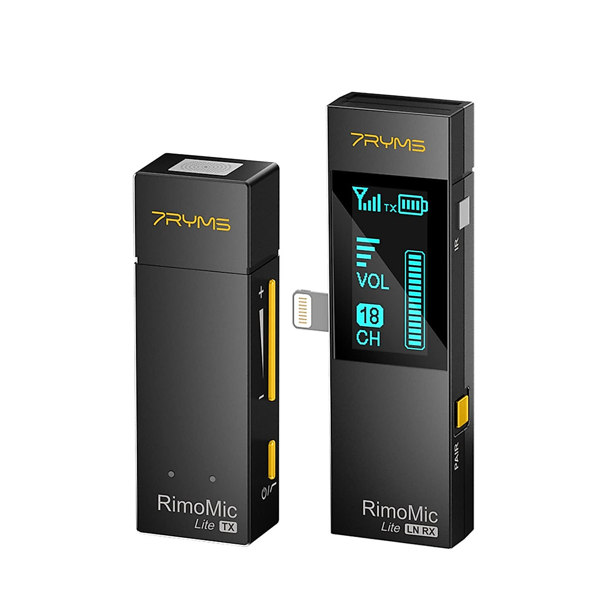 7RYMS RimoMic Lite LN Mini Wireless Microphone, Lavalier Microphone for iPhone Vlogging, Phone Gimbal Video Recording, Phone Interview- Compatible with iPhone 13 12 11 X XS 8 7 6 pro/max/Mini