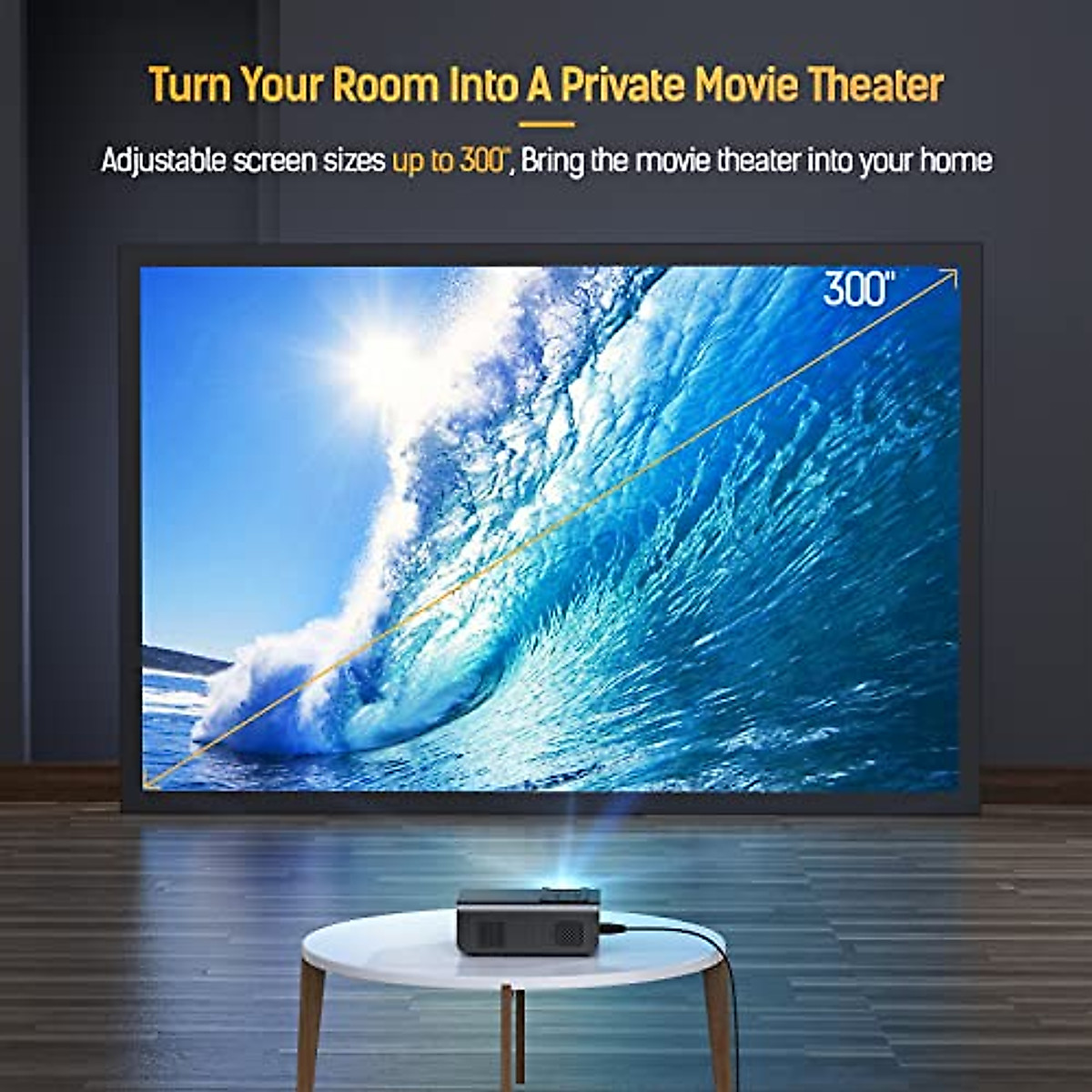SMONET 5G WiFi Bluetooth Projector Native 1080P Projector 4K Support Movie Projector 9500L Outdoor Projector Home Video LED iPhone Projector Compatible with Phone TV Stick Laptop PC HDMI USB DVD