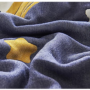 J-pinno Bright Moon Stars Muslin Blanket Reversible 100% Cotton 6 Layer Quilt Bed Blanket Soft Warm Throw Sofa Couch Toddler Kids Cartoon Travel Coverlet Sheet (Stars, Twin 56" X 76")