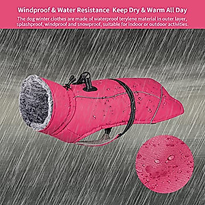 JOYPAWS Warm Dog Coat Dog Jackets with Furry Collar Pet Windproof Dog Sweater Adjustable Pets Apparel Padded Winter Dogs Coats Double D Ring Medium Large Dog Clothes Pink XL