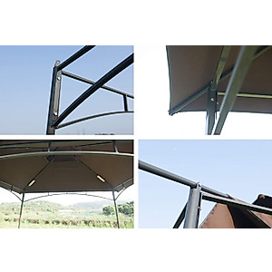 8x5 Ft Barbecue Metal Grill Gazebo Tent Pergola BBQ Canopy Sun shelter for Outdoor Patios Deck Yard Balcony W/Lights 2-Tier Vent Brown Soft Top Roof