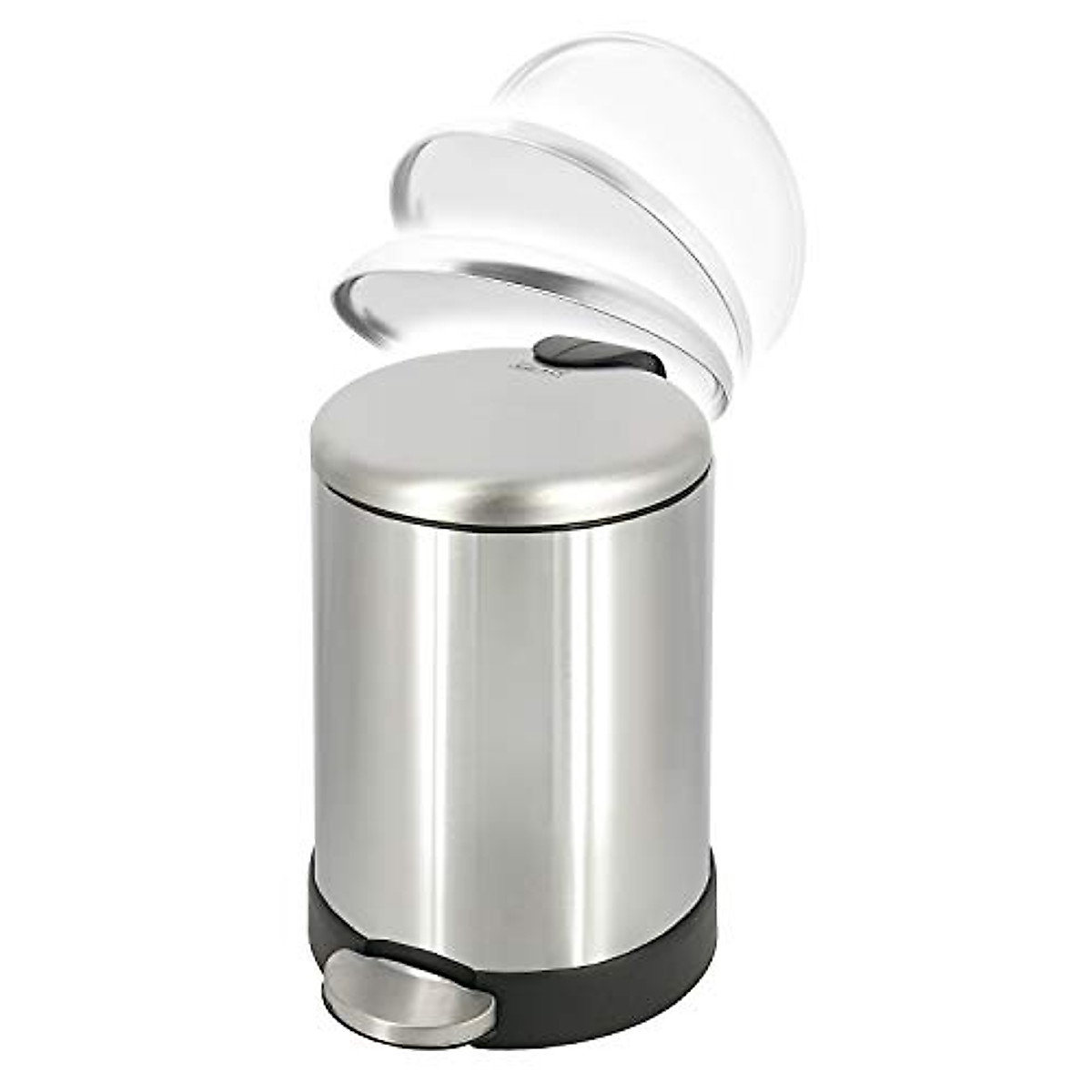Glad Small Trash Can, 1.2 Gallon | Round Stainless Steel Garbage Bin with Soft Close Lid & Step Foot Pedal | Metal Waste Basket with Removable Inner Bucket, Stainless