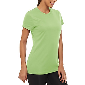 MAGCOMSEN Tennis Shirts for Women Dry Fit Tshirts Shirts Short Sleeve Rash Guard Uv Shirts for Women Sun Protection Running Tops Light Green,M