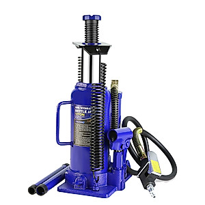 Air Hydraulic Bottle Jack, 12 Ton All Welded Bottle Jack, 10.2-20.1 inch Lifting Range, with 2-Section Long Handle, for Car, Pickup Truck, Truck, RV, Auto Repair, Industrial Engineering (Blue-12 Ton)