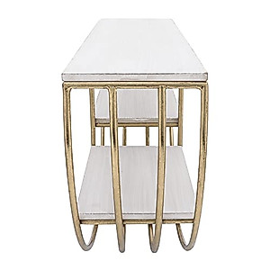 Sagebrook Home 3-Layer Half Moon Shelf - Iron and Wood Shelf - Gold/White Mounted Wall Shelf - 21" x 11" Decorative Wall Storage for Home or Office