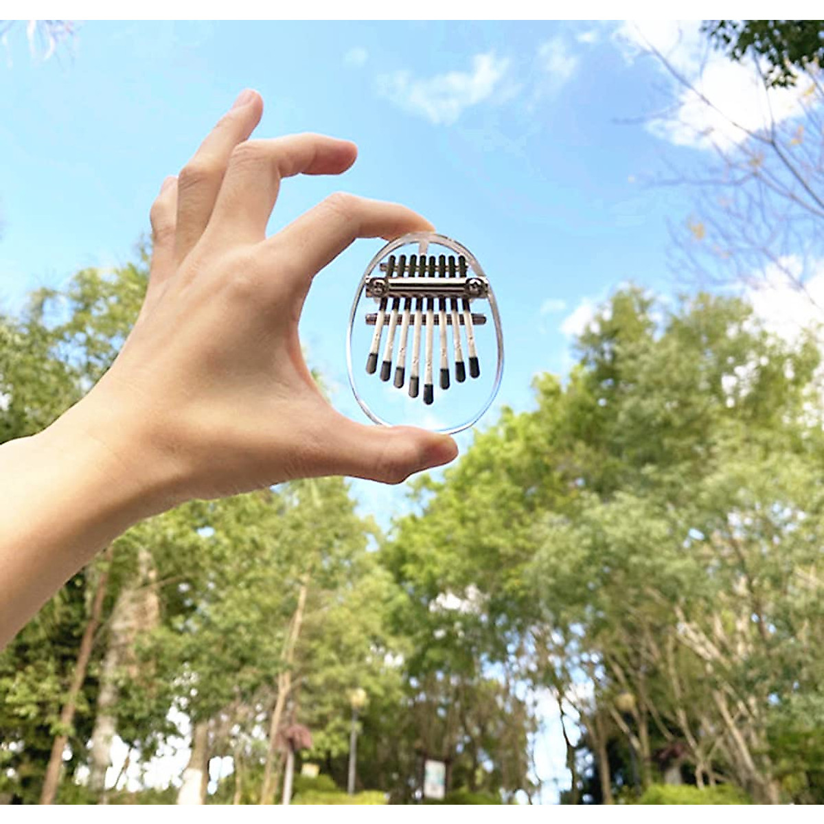 SLDHR Mini 8 Keys Kalimba Thumb Piano, Portable Marimba Music Thumb Piano Pendant with Lanyard, A Unique Gift for Children, Adults and Beginners (Oval) B12-1