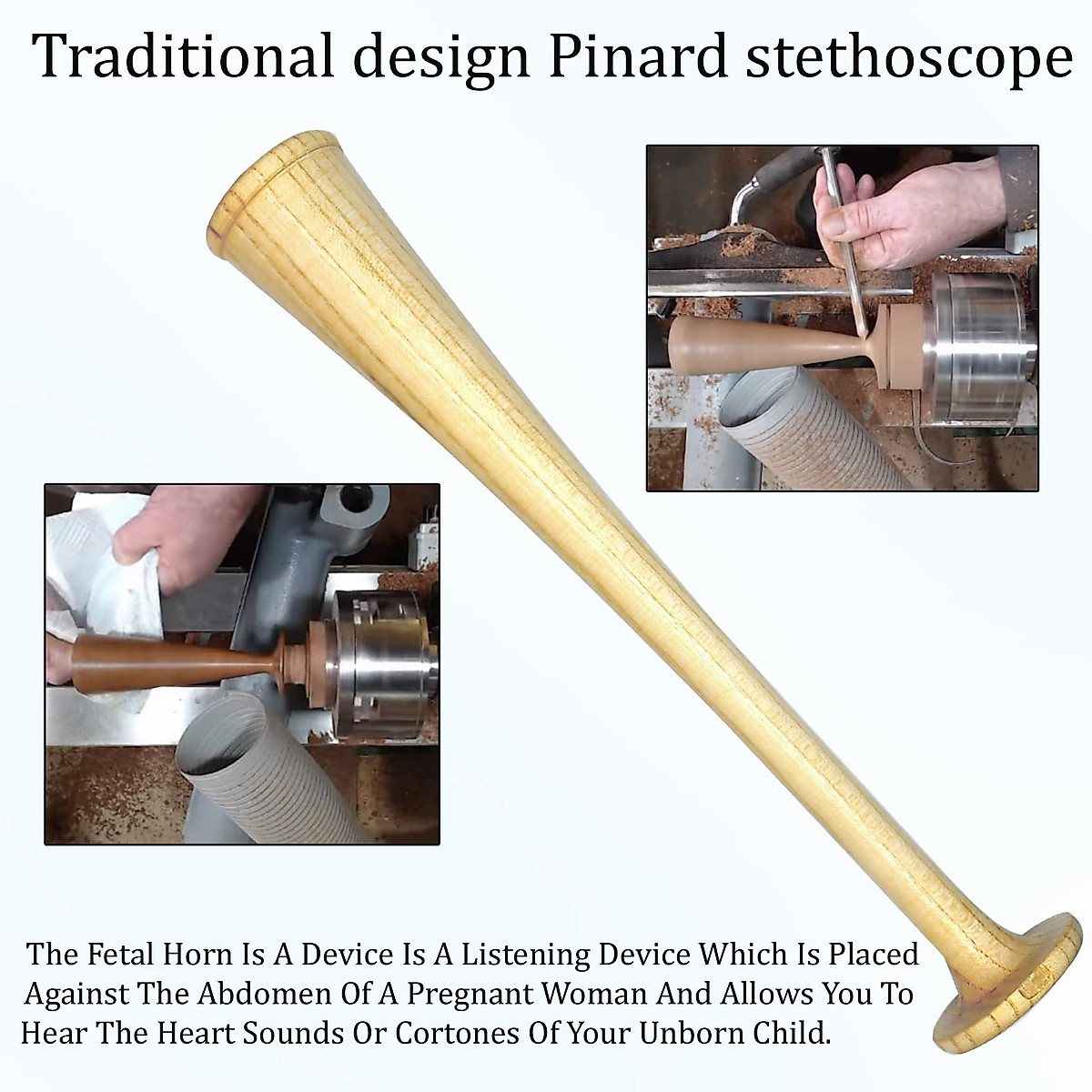 AAProTools Pinard Stethoscope Horn Midwife 33 CM Beech Wood Hearing Pipe For Midwives