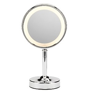 Conair Lighted Makeup Mirror with Magnification, Vanity Mirror, 1X/5X Magnifying Mirror, Double Sided Mirror, Corded in Polished Chrome