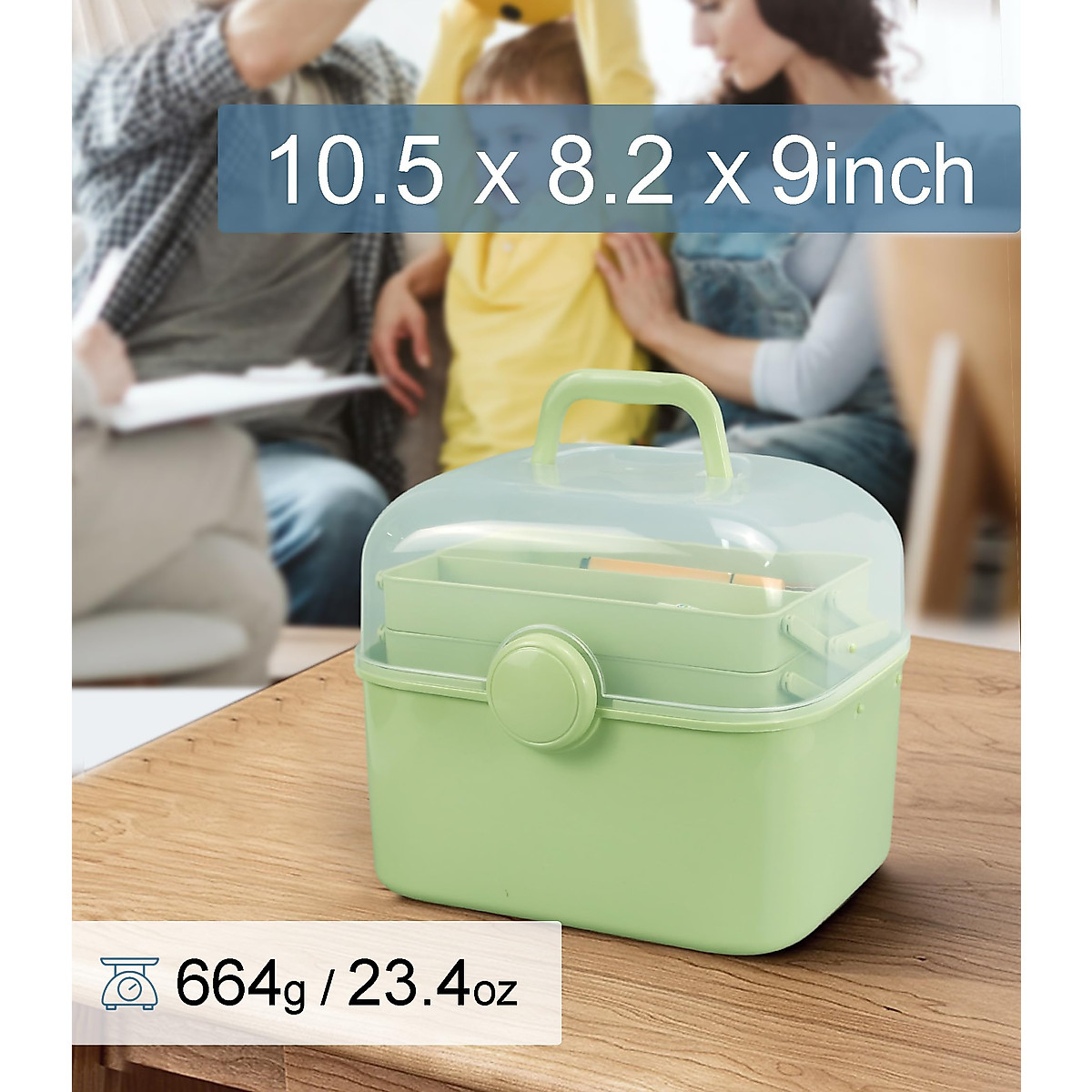 Cqhxvw Craft Organizers and Storage Large Art Supply Storage Three Layer Storage Box Arts and Crafts Box 10.5 X 8.2 X 9in First Aid Medication Organizer Tackle Box Organizer Storage Box with Handle