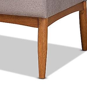 Baxton Studio Riordan Mid-Century Modern Grey Fabric Upholstered and Walnut Brown Finished Wood 2-Piece Dining Nook Banquette Set