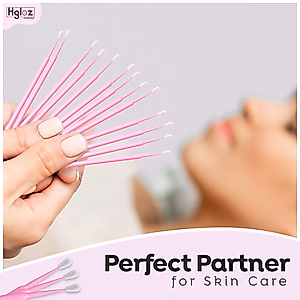 HGLOZ Microswabs for Eyelash Extensions Pack of 500 in Pink – 2mm Soft Micro Applicator Brush with Microfiber Wands – Suitable for Cleaning and Applying Make-up