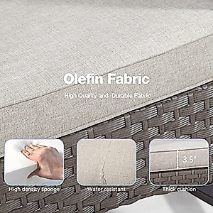 MeetLeisure Patio Wicker Rocking Chair - All-Weather Outdoor Rocker Chair with Safe Rocking Design and Premium Fabric Cushions, (Mixed Grey/Beige)