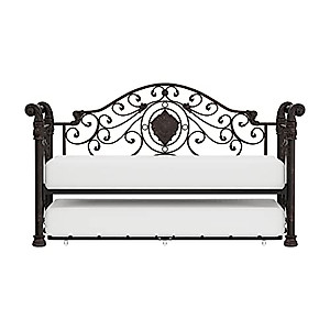 Hillsdale Mercer Metal Sleigh Daybed with Suspension Deck and Trundle in Brown