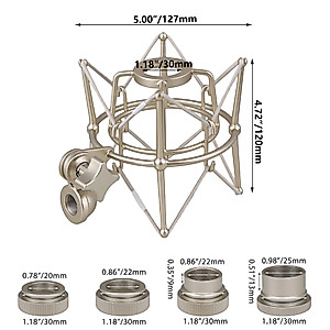 Lovermusic Silver Hole Dia 1.18inch Metal Cylinder Microphone Shock Mount Stand Replacement for Newman U87 Microphone