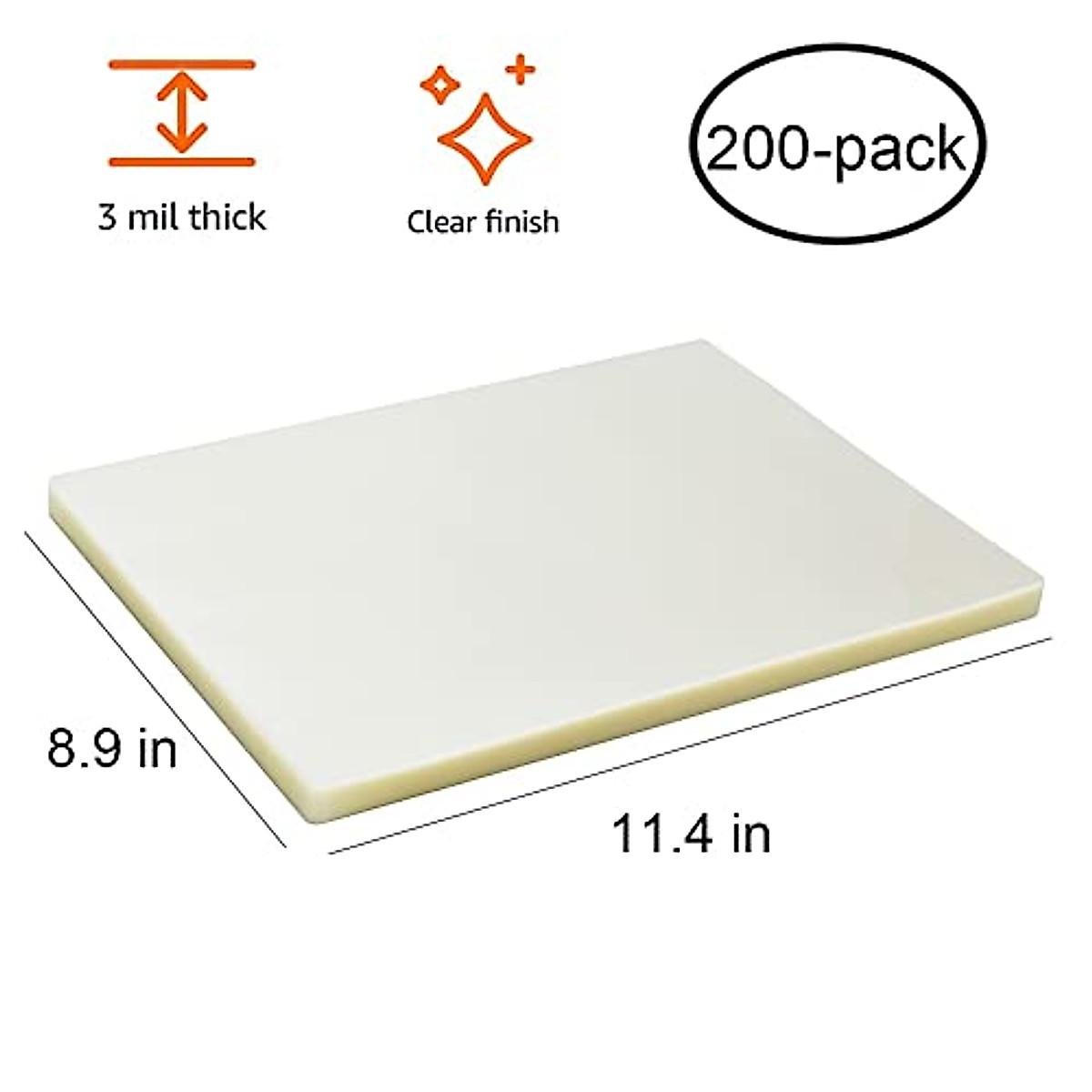 FungLam Thermal Laminating Pouches, 8.9 x 11.4-Inches, 3 mil Thick, 200-Pack, Clear Thermal Laminating Plastic Paper Laminator Sheets
