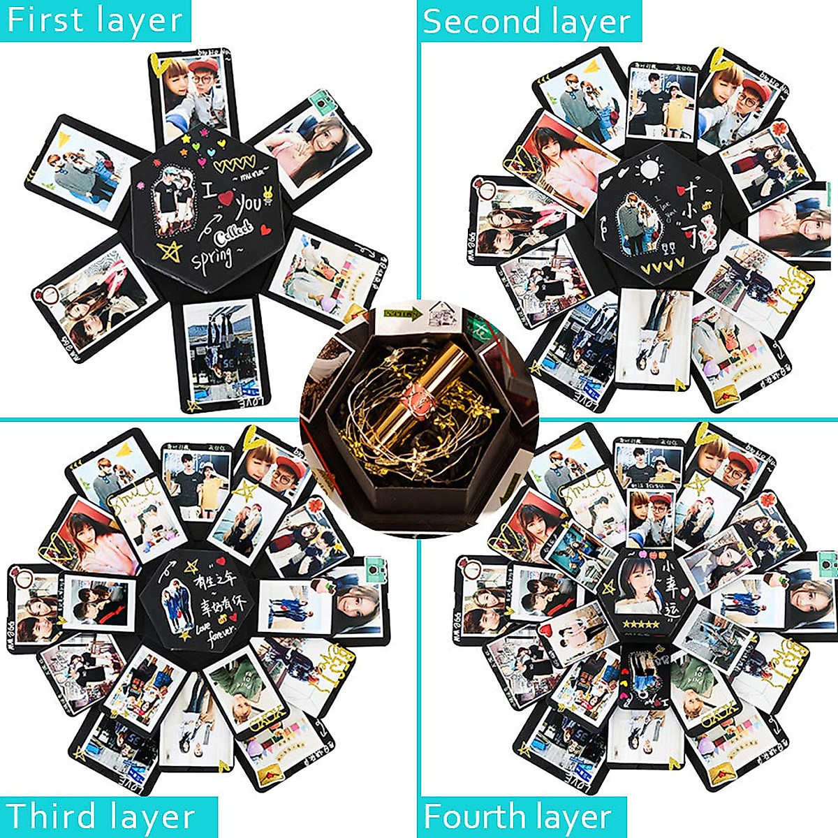 Vienrose Explosion Gift Large Box Set Album Assembled Scrapbook DIY Lovebox Photo Album Box for Birthday Anniversary Wedding Couples Gifts for Boyfriend,Finished box set